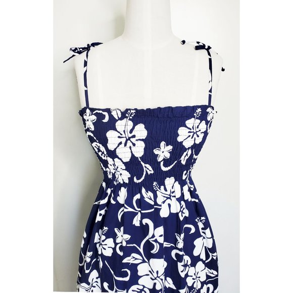 Puanani | Dresses | Puanani Hawaiian Blue White Floral Print Dress Tie ...